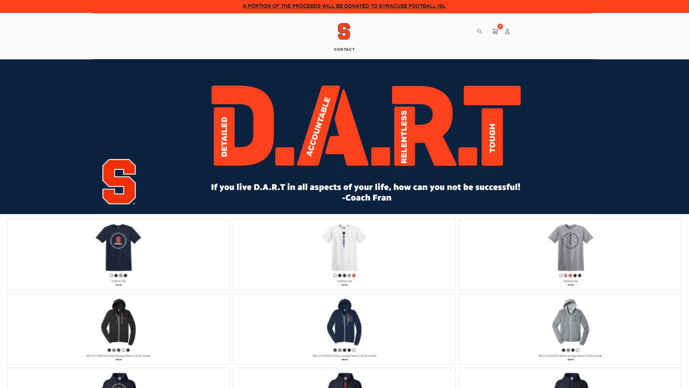 Case Study: Syracuse’s Coach Brown’s DART Merch POD Site